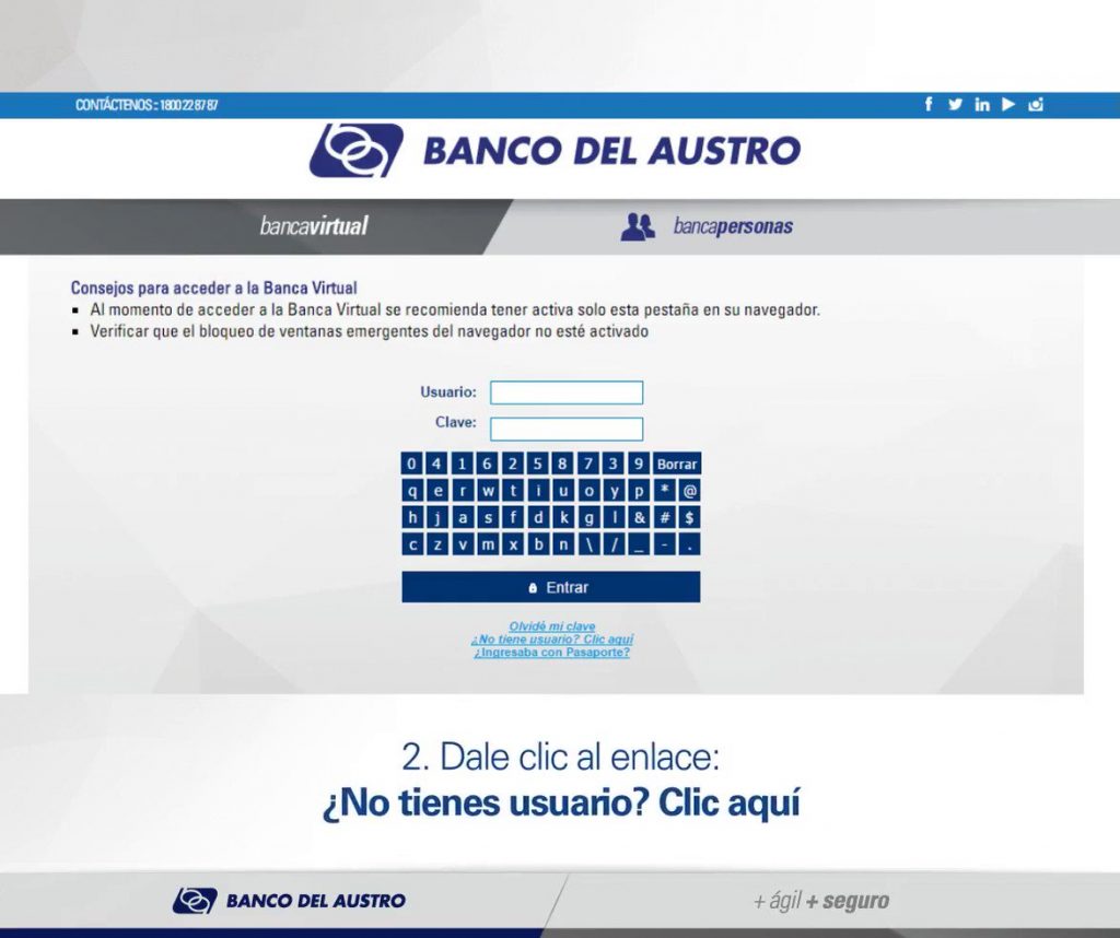 BANCO AUSTRO VIRTUAL: USUARIO Y ESTADO DE CUENTA